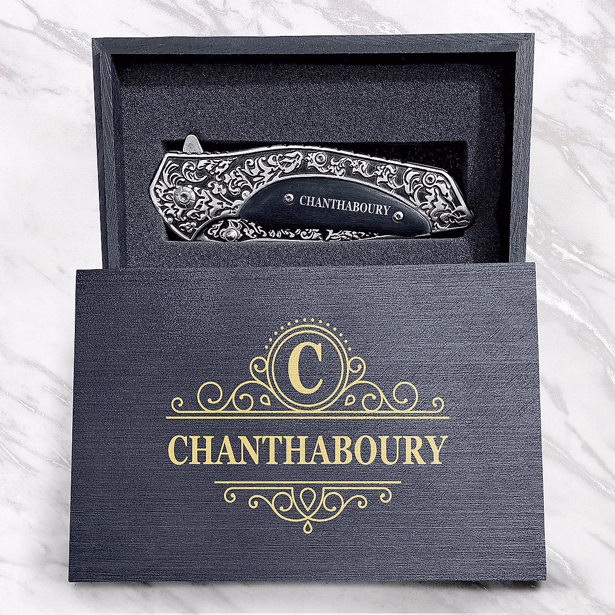 Krezy Case Mens Pocket knife, Pocket Knife For Hiking, Climbing and Outing, Stainless Steel Pocket Knife w/Personalized Wooden Handle, Knife for Dad, Husband, Boyfriend