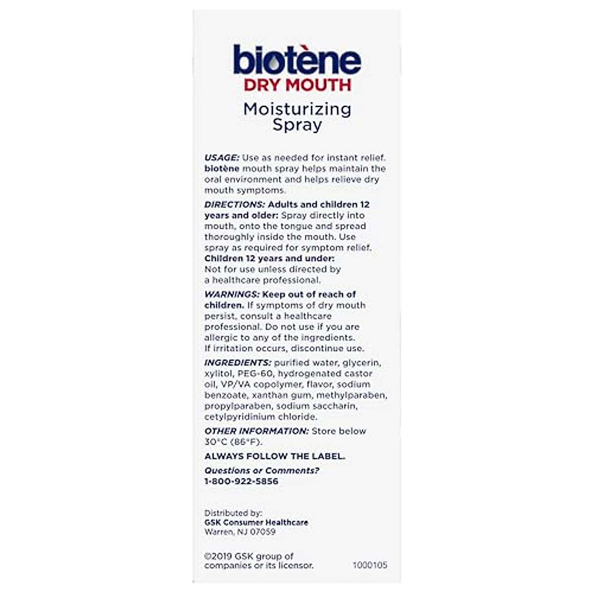 biotène Moisturizing Dry Mouth Spray, Moisturizing Spray for Dry Mouth and Bad Breath, Gentle Mint - 1.5 Fl Oz