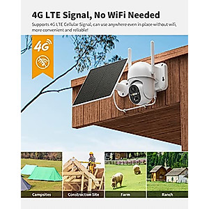 Ebitcam 4G LTE Cellular Security Camera Include SD&SIM Card(Verizon AT&T T-Mobile), 2K Live View Solar Outdoor No WiFi Cameras with 360° PTZ Color Night Vision PIR Motion Alerts Two Way Talk Playback