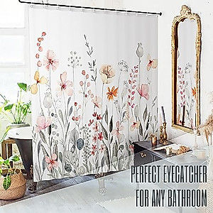 KIBAGA Beautiful Floral Shower Curtain for Your Bathroom - A Stylish 72" x 72" Curtain That Fits Perfect to Every Bath Decor - Ideal to Brighten Up Your Cute Botanical Bathroom at Home with Plants