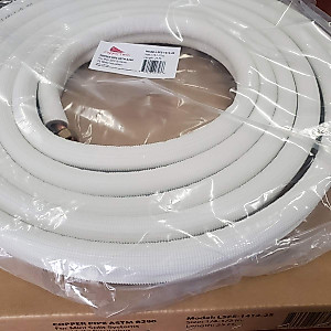DuctlessAire - Insulated Copper Twin Coil Mini Split Line Set - HVAC & AC Hose, Condensate Drain Wire - DIY Installation, Indoor/Outdoor Use - Air Conditioning Accessories - 25 Ft (1/4 x 1/2 inches)