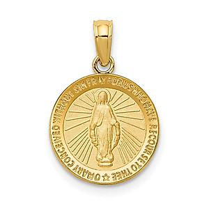 Diamond2Deal 14k Yellow Gold Miraculous Medal Pendant Fine Jewelry for Women (L- 19 mm W- 13 mm)