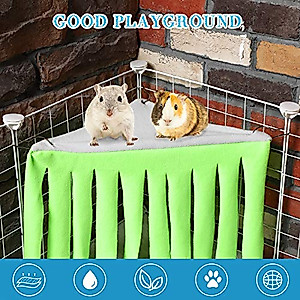 2 Pieces Guinea Pig Hideout Small Animal Corner Fleece Hideaway Cute Ferret Hammock and Sleeping Bed for Ferrets Chinchillas Small Pets (Grey with Blue, Grey with Green, Patternless)