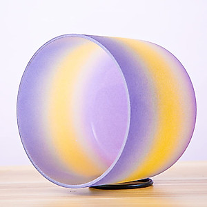 ENERGYSOUND 432Hz Perfect Pitch A 3rd Eye Chakra Rainbow Colored Frosted Quartz Crystal Singing Bowl 8 inch