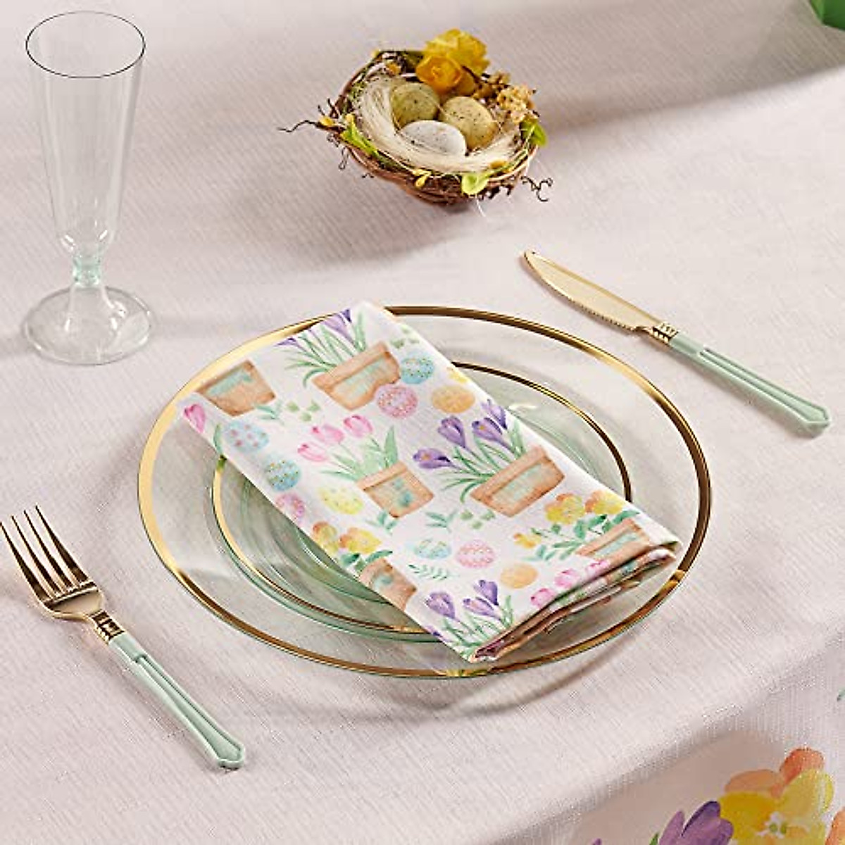 Kadut Easter Tablecloth Round, Easter Bunnies Fabric Table Cloth, 70" Round, for Indoor/Outdoor Use. for Spring, Easter, and Summer Tablecloth.