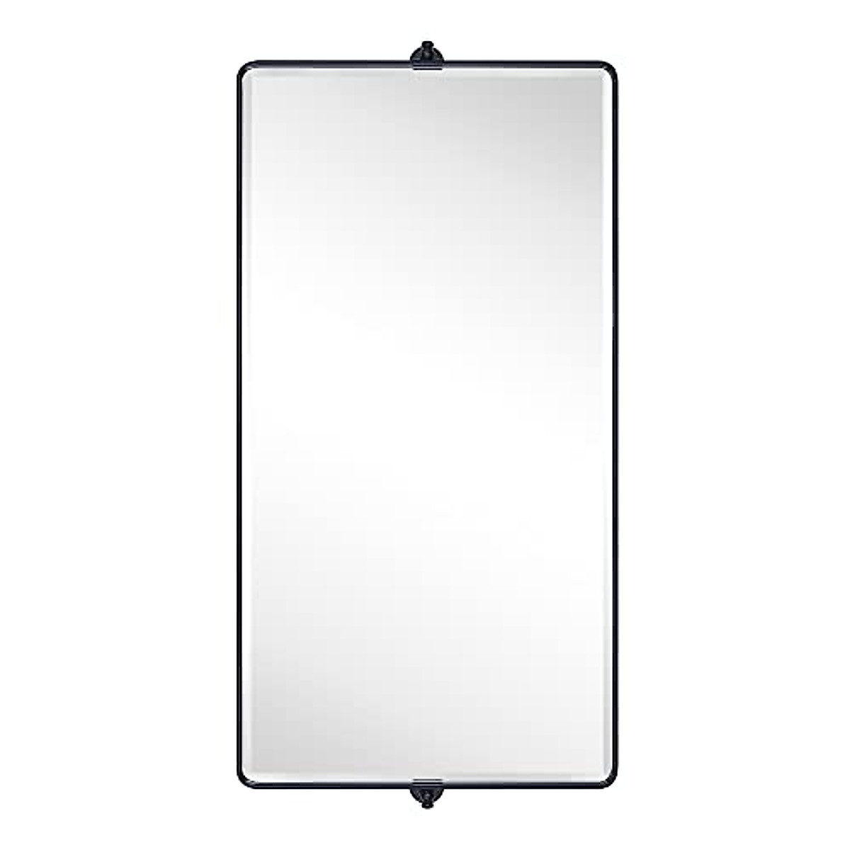 TEHOME 58 x 28'' Pivot Full Length Bathroom Vanity Mirror Black Metal Framed Full Body Tilting Beveled Vanity Mirrors Wall Mounted Floor Pivoting Mirror for Bathroom, Living Room