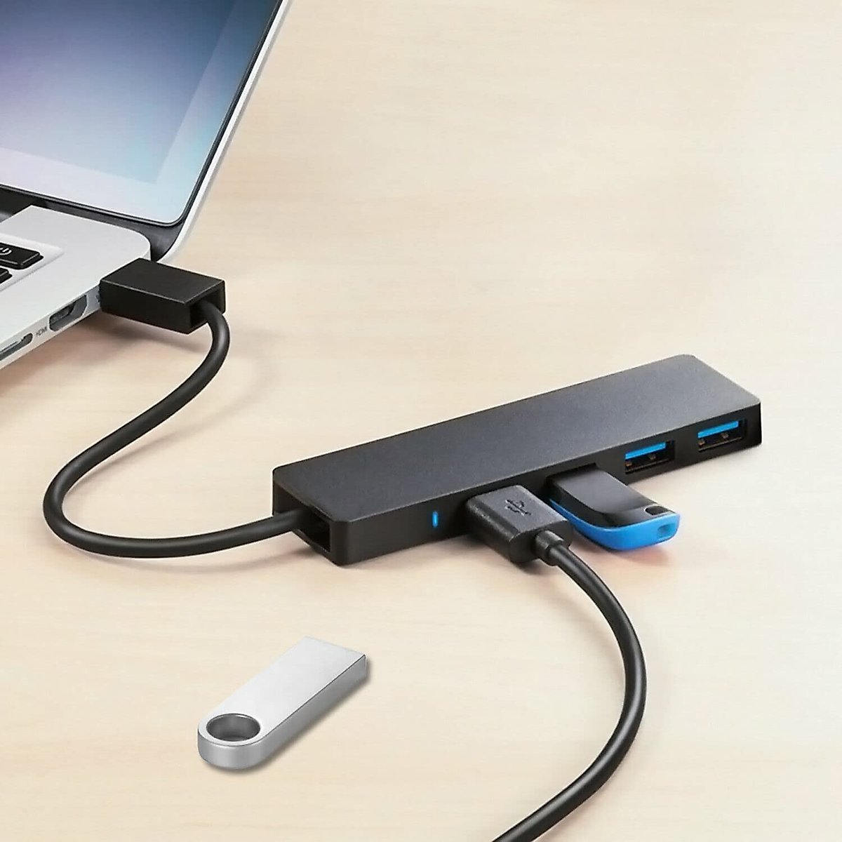 4-Port USB Hub 3.0 USB Splitter for Laptop, Ps4 Keyboard and Mouse Adapter for Dell, Asus, HP, MacBook Air, Surface Pro, Acer, Xbox, Flash Drive, HDD, Console, Printer, Camera