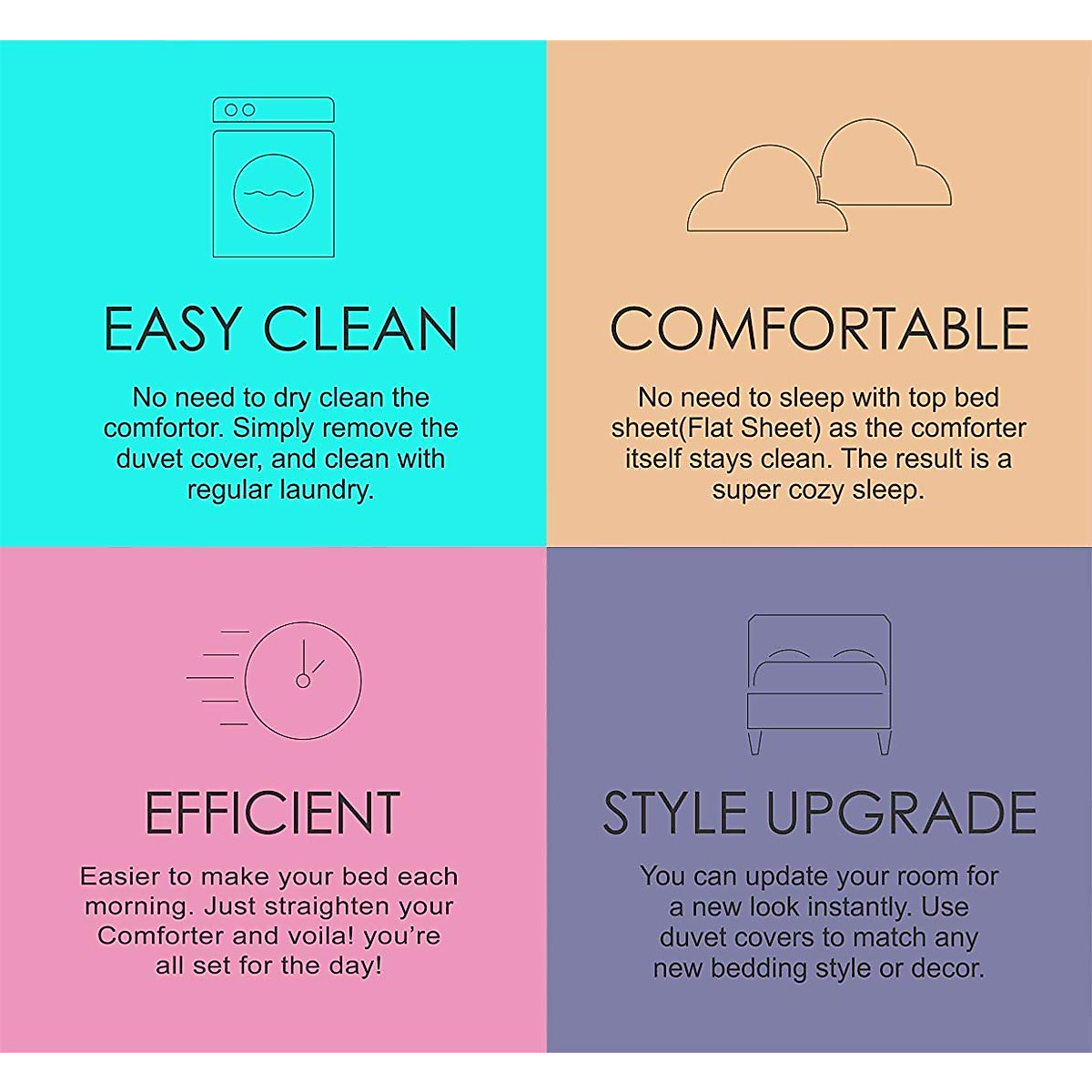 Cotton Magneto One Side Black Reversible Duvet Cover with Zipper & Corner Ties 100% Egyptian Cotton 800 Thread Count Premium Two Tone Bedding(1 DuvetCover 4Pillow Shams)(Olympic Queen,Royal Blue)