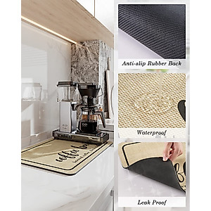 tchdio-Coffee Mat-Hide Stain Absorbent Rubber Backed Quick Drying Mat for Kitchen Counter-Coffee Bar Accessories Dish Drying Mat Fit Under Coffee Maker Coffee Machine Coffee Pot Espresso Machine