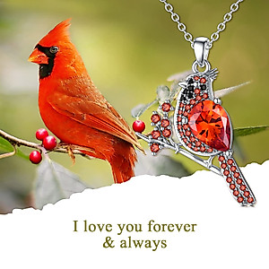 LONAGO Red Cardinal Necklace Cardinal Pendant Necklace with Cubic Zirconia Spiritual of True Love Present for Women