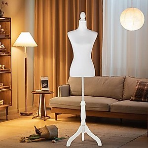 Encomle Dress Form Female Mannequin Torso, Height Adjustable Mannequin Body with Stand for Sewing, Display, White