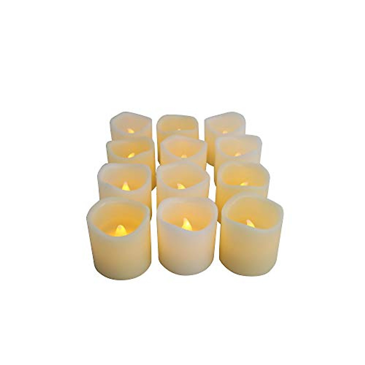 EcoGecko Set of 12 Real Wax LED Votive Candles, Premium Quality Flameless Candles with Timer -Votive Size, Battery Candle Set, Flickers Realistically. D 2 X H 2 Inches
