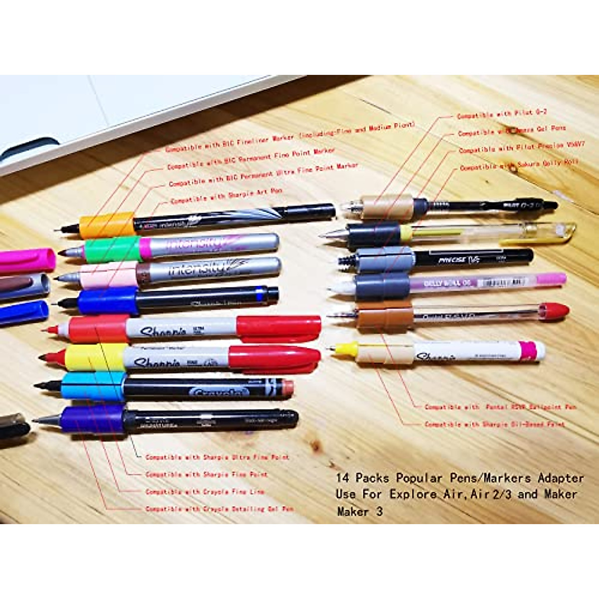 SPPQ 14 Packs Pen Adapter Set Compatible with Cricut (Explore Air, Explore Air 2, Air 3, and Maker,Maker 3), Pen Holder Compatible with (Sharpie/Bic/Crayola/Sakura/Pilot/Pentel)