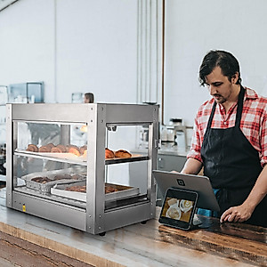 WeChef 2-Tier Commercial Pizza Warmer Countertop Display Case 24x15x20 inch 750W Pastry Heater Display Case for Bakeries Convenience Stores