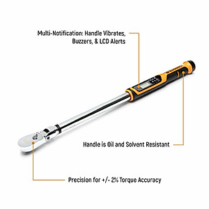 GEARWRENCH "1/2" Flex Head Electronic Torque Wrench with Angle 25-250 ft/lbs. - 85079