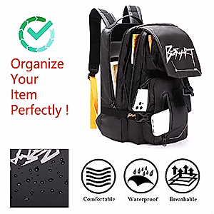 BE SMART Hiking Outdoor Travel Backpack with Cyberpunk Design, Water-Resistant Laptop Daypack Book Bag with Multi-Layer for Men & Woman （Black）