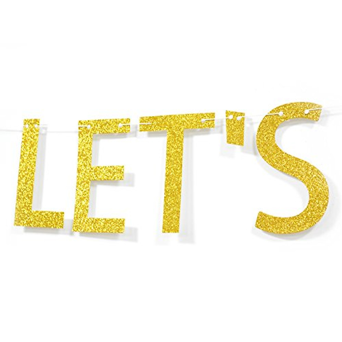 Qttier™ Let's Get It Poppin' Gold Glitter Banner for Baby Shower Popcorn Buffet Wedding Reception Decorations