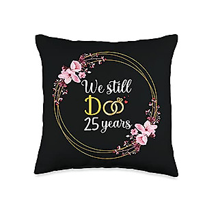 Couple 25th Anniversary Gifts Co. We Still DO 25 Years Married Couple 25th Wedding Anniversary Throw Pillow, 16x16, Multicolor