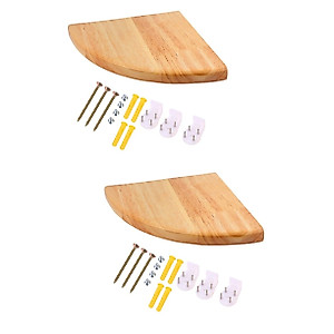 VOSAREA 2 Sets Wall Mounted Storage Shelves Decorative Shelving Hanging Storage Rack Floating Bookshelf Small Shelf Display Shelf Floating Wall Shelves Corner Bookshelf Wooden Corner Shelf