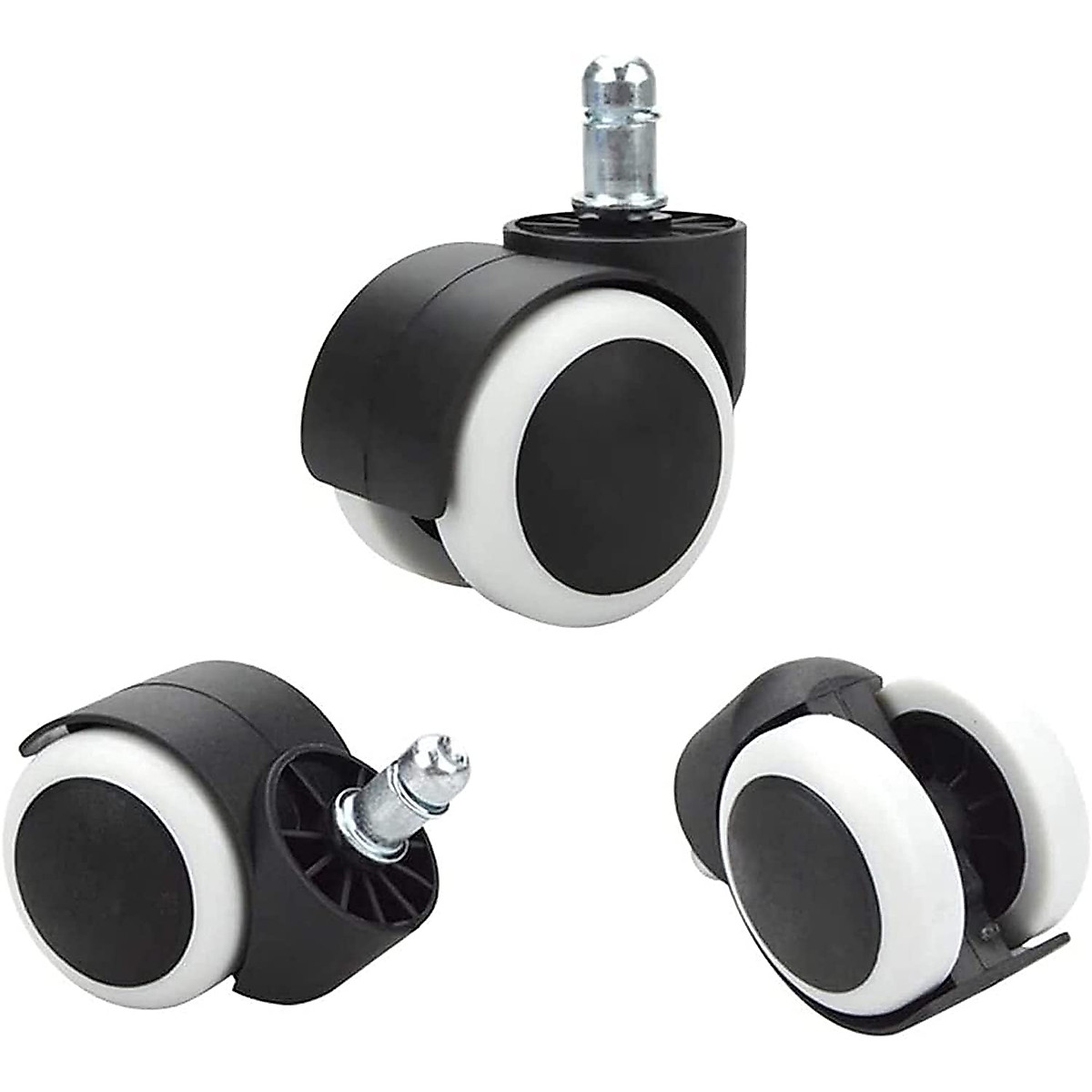 Office Chair Caster Wheels Set of 5 Office Chair Revolving Chair Casters Replacement Nylon Furniture Wheels Premium Computer Desk Castor Bearing Capacity 125KG / 276lbs (5) Colour Name:Plunger Stem He