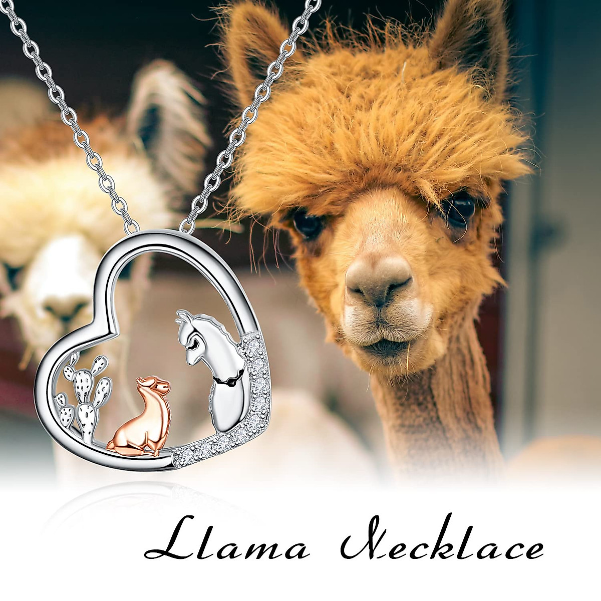 TANGPOET Llama Gifts Sterling Silver Alpaca Llama Necklace Mother Daughter Llama Pendant Jewelry for Women