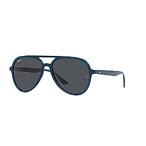 Ray-Ban RB4376 Aviator Sunglasses, Opal Dark Blue/Dark Grey, 57 mm