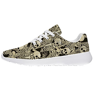 vogiant Men's Sneakers Lace-Up Casual Tennis Walking Shoes Halloween Sport Shoes for Running Workout,Funny Skeleton,Size 5