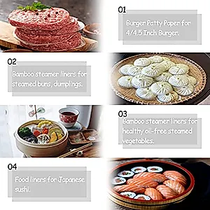 FUMHEUF Air Fryer Parchment Paper 400Pcs, 4.5/5/6 Inch Parchment Paper Liners Non-Stick Perforated for Air Fryer, Bamboo Steamer Liners, Steaming Papers for Steamed Buns Dumplings (5inch-400pcs)