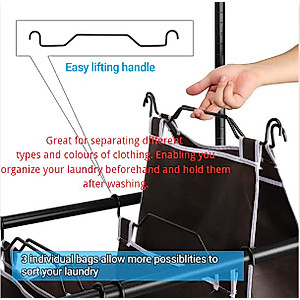 Clothing Rack, Heavy-Duty Sorting Hamper Clothes Rack Laundry Sorter Height Adjustable Hanging Rolling Clothing Rack for Room Hanging Clothes Use Bathroom Bedroom