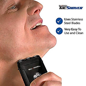 Bell+Howell Tacshaver 3D Rechargeable Rotary Shaver for Men with Pop-up Trimmer for Sideburns, Moustache and Beard, Waterproof, Portable, and Cordless Electric Razor As Seen On TV (Deluxe)