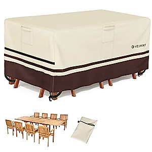 Velway Patio Furniture Covers Waterproof Outdoor Table and Chair Set Cover with Air Vents, 95" Lx64 Wx39 H Patio Sectional Sofa Set Cover Rectangular Tear-Resistant Windproof Cover with Seam Taped