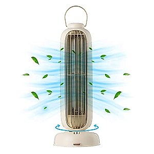 PAIKEP Oscillating Desk Fan, 12in Small Quiet Portable rechargeable USB table Fan with 4 Speeds for Home Office Bedroom Desktop (Pink)