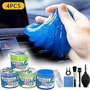 Fesciory 4 Pack Keyboard Cleaner, Dust Cleaning Gel with 5 Keyboard Cleaning Kit, Universal Car Cleaning Gel for Car Vent, Detailing Cleaning Gel Putty for Car Dash, Printers, Calculators, Speakers