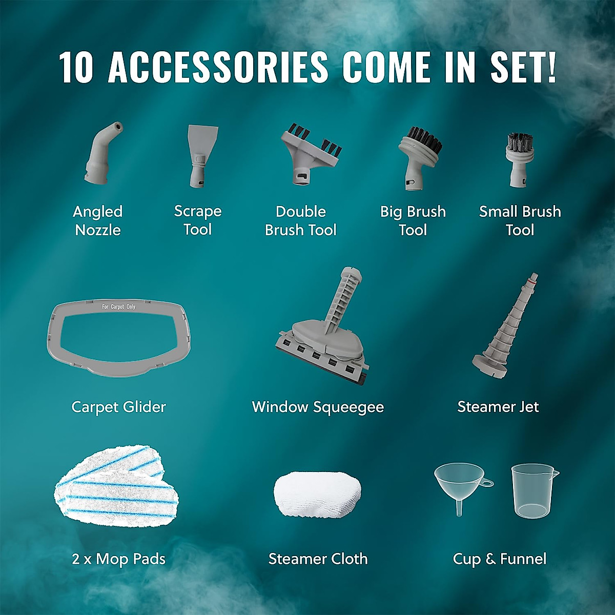 PurSteam Steam Mop Cleaner 10-in-1 with Convenient Detachable Handheld Unit, Laminate/Hardwood/Tiles/Carpet Kitchen - Garment - Clothes - Pet Friendly Steamer Whole House Multipurpose Use