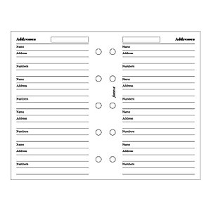 Filofax Mini Name/Address/Phone Sheets Binder (B510201)