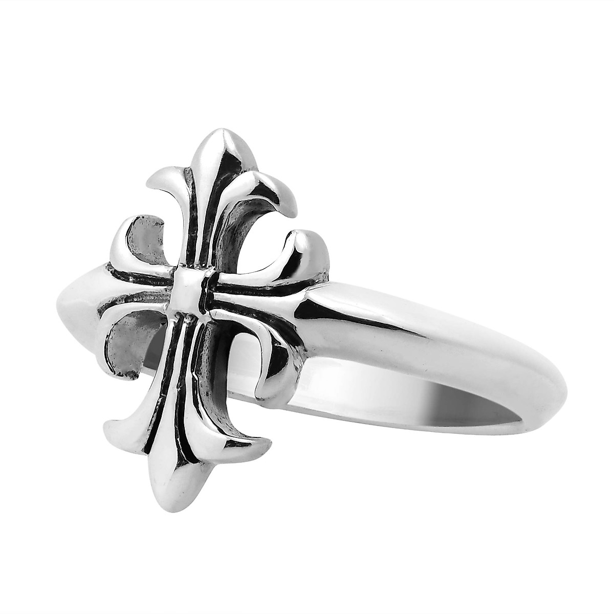 AeraVida Vintage Beautifully Elegant Lily Flower .925 Sterling Silver Cross Ring (7)