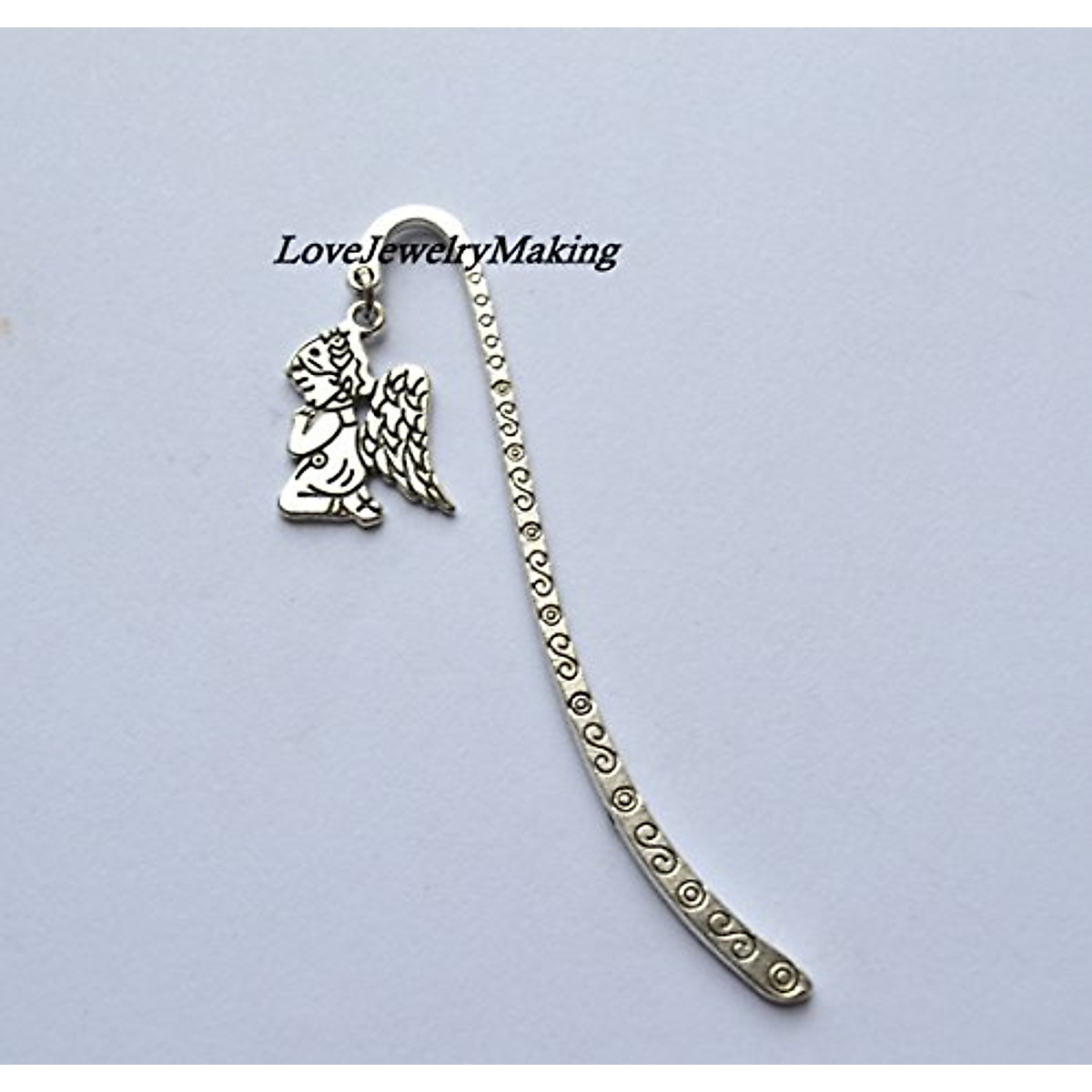 Angel Bookmark - Silver Guardian Angel Charm - Religious Spiritual Gifts - Unique Beaded Bookmark - Teacher Gifts