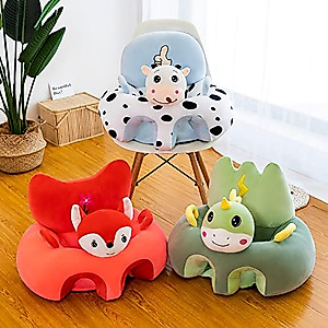 Baby Sitting Chair Cover Animal Shaped Kids Learning Sitting Chair Cover Support Sofa Infant Plush Seats Baby Sofa Seat Cover for Toddlers.(Only Cover) (D)