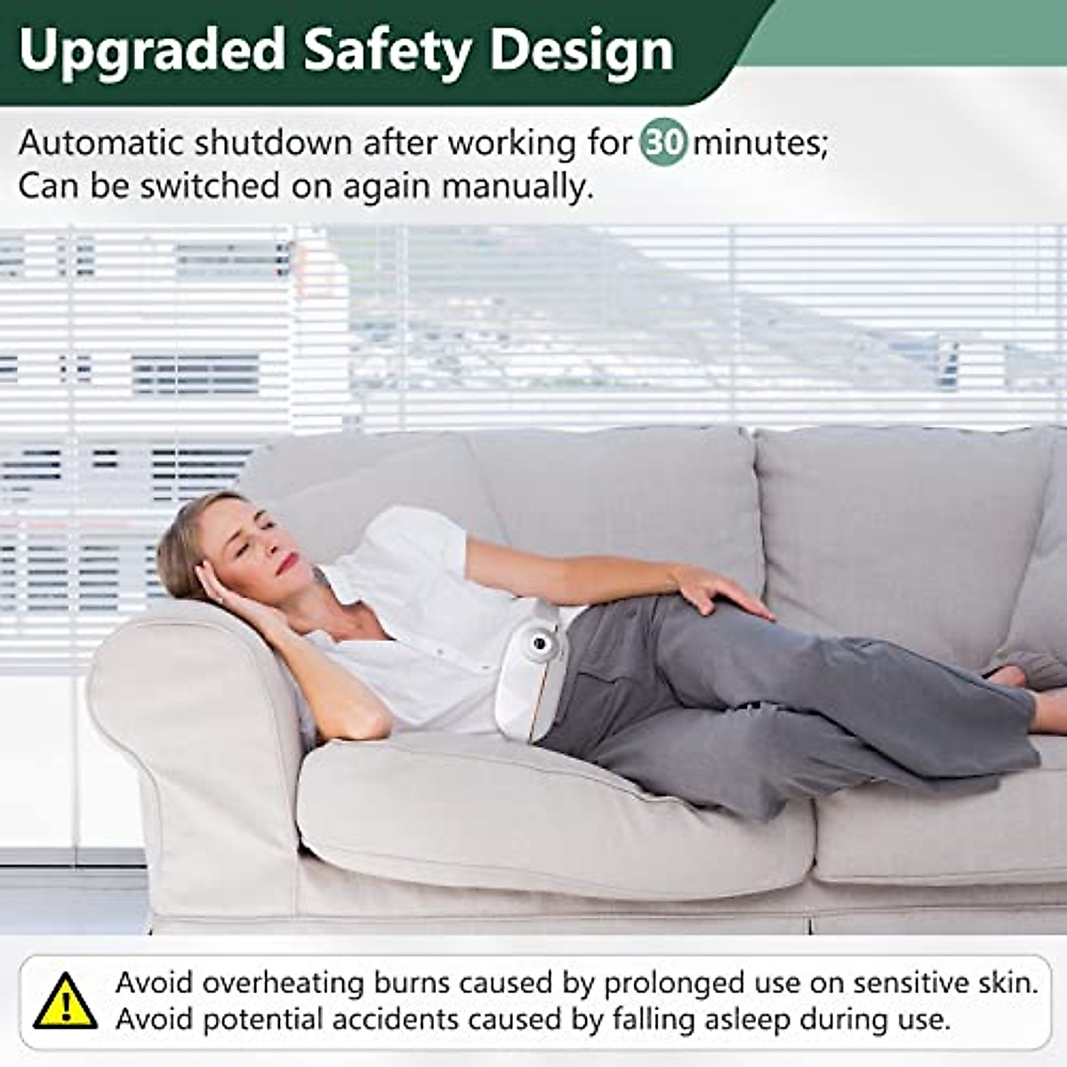 Portable Cordless Heating Pad，Heating Pad 5s Fast Heating，Heating Pads for Cramps with 3 Heat Levels and 3 Massage Modes，Menstrual Heating Pad for Women and Girl (Large-White)