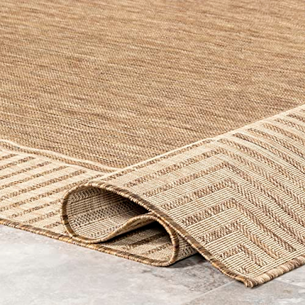 nuLOOM Asha Simple Border Indoor/Outdoor Area Rug, 4' x 6', Light Brown