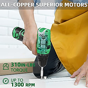ALTOCRAFT Power Drill Cordless 12V Max,3/8" Small Electric Screwdriver Driver Tool Kit w/Battery & Charger,Keyless Chuck,Variable-Speed,LED Work Light,Compact and Lightweight for DIY Home Use