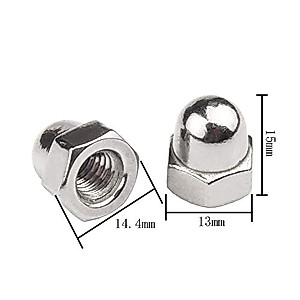 10 Pieces M8 Thread Dome Head Stainless Steel Acorn Hex Cap Nuts Stainless Steel Hex Acorn Cap Nuts for Screws Bolts, Silver