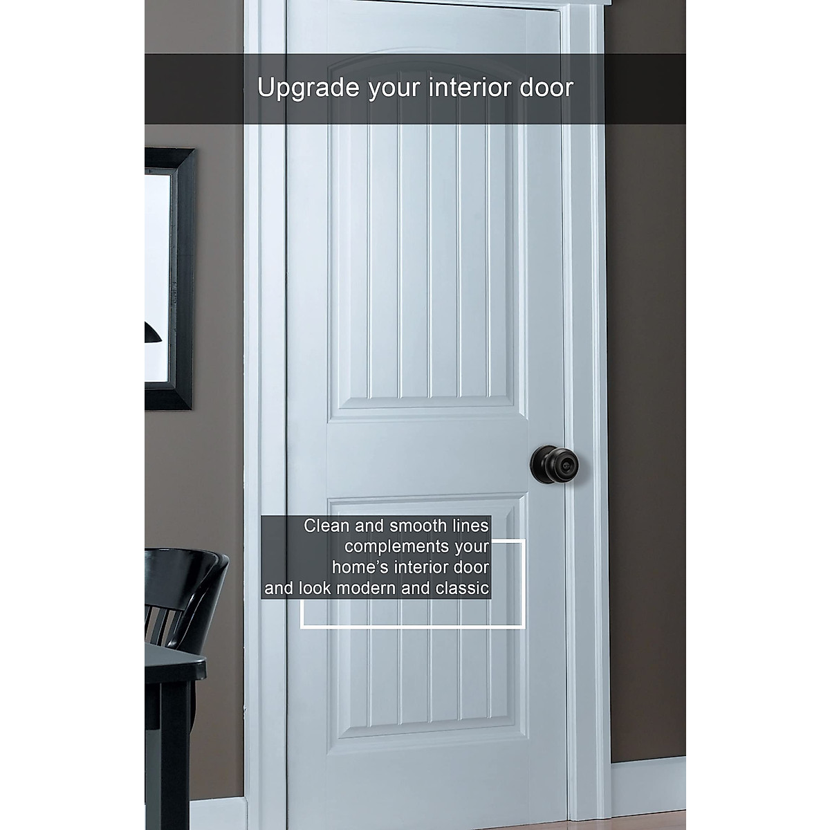 goldenwarm Black Door Knobs Interior, Matte Black Keyless Privacy Door Knob, Black Bedroom Door Knobs, Black Door Knobs Interior Bulk, Indoor Bathroom Door Knob(6 Pack, Matte Black)