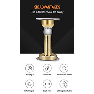 Door Stopper, Magnetic Door Catch,Magnetic Door Stop, 3M Double-Sided Adhesive Tape，Stainless Steel, No Drilling, Screws for Stronger Mount, Hold Your Door Open, for Wide Doors