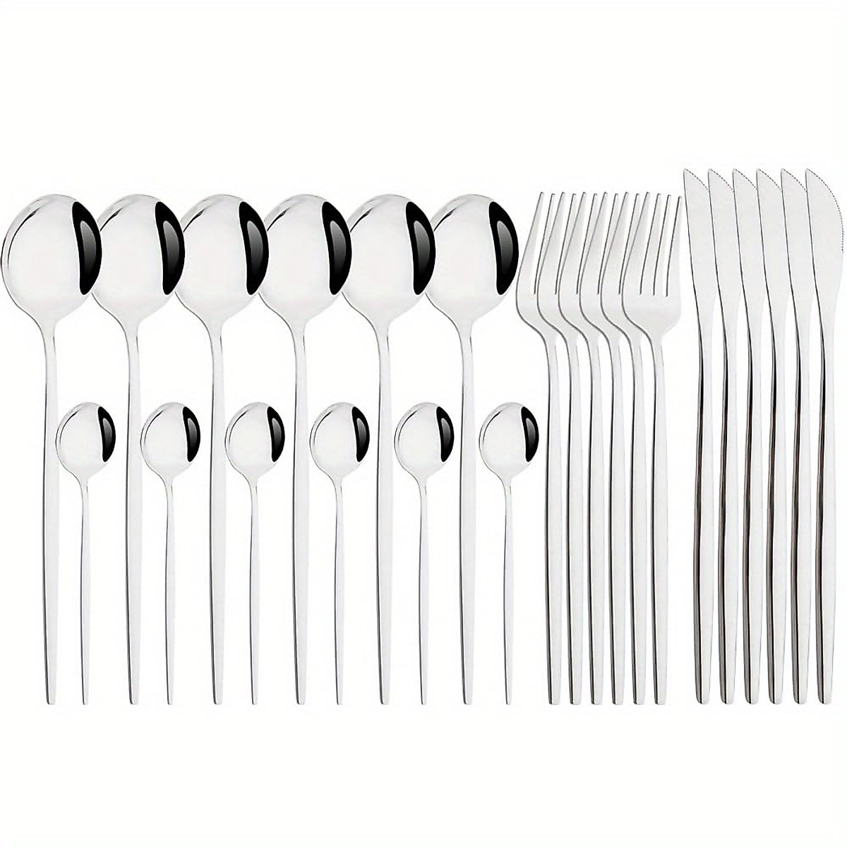 24pcs Stainless Steel Cutlery Set - Black Western Dinnerware Set - Flatware Set & Silverware Set - Kitchen Tools for Elegant Dining Experience