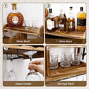 Homde Wine Rack Wall Mounted Wood,Wine Shelf with Bottle Stemware Glass Holder Rustic, Airplane Shape Multi Functional Wine Display Storage Rack for Home Bar (Light Brown)