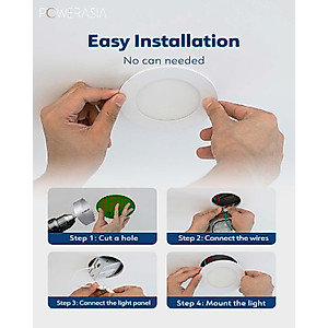 POWERASIA 12 Pack 4 Inch Ultra-Thin LED Recessed Ceiling Light with Junction Box, 5CCT Dimmable 2700K/3000K/4000K/5000K/6000K, 9W 850lm Can Killer Downlight-ETL and Energy Star Certified