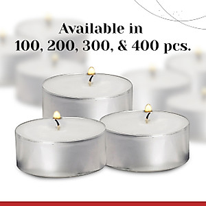 100 Pack Tealight Candles in Metal Cups - Clean, White Unscented Tealight Candles with 4.5 Hour Long Burning Time - Votive Candles Bulk for Romantic Dinner, Weddings, Spa & Hotels by PARNOO