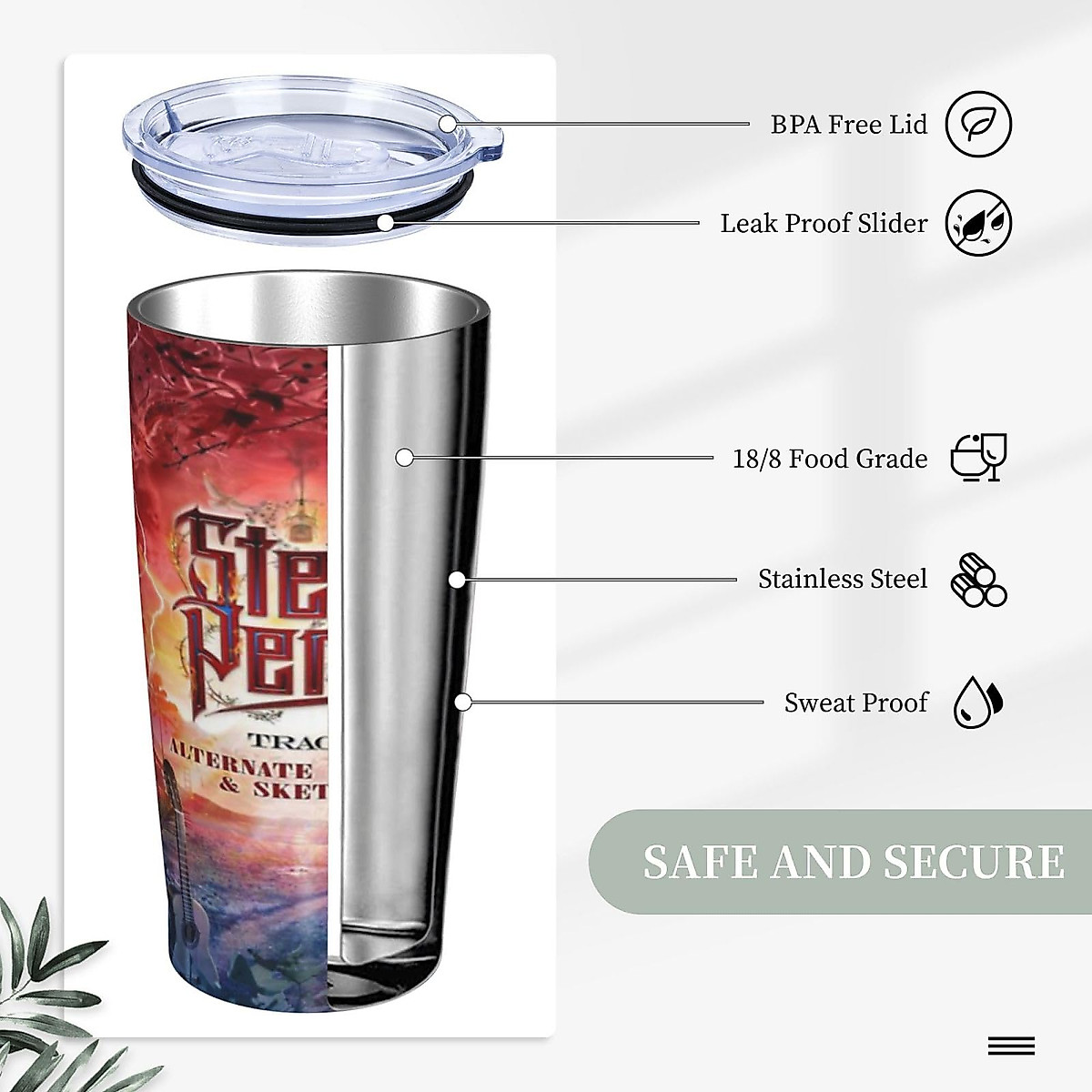 LAZHANG Steve Music Perry Stainless Steel Insulated Car Sippy Cup With Lid Travel Mug for Cold Hot 20 oz