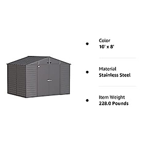 Arrow Select 10' x 8' Outdoor Lockable Steel Storage Shed Building, Charcoal
